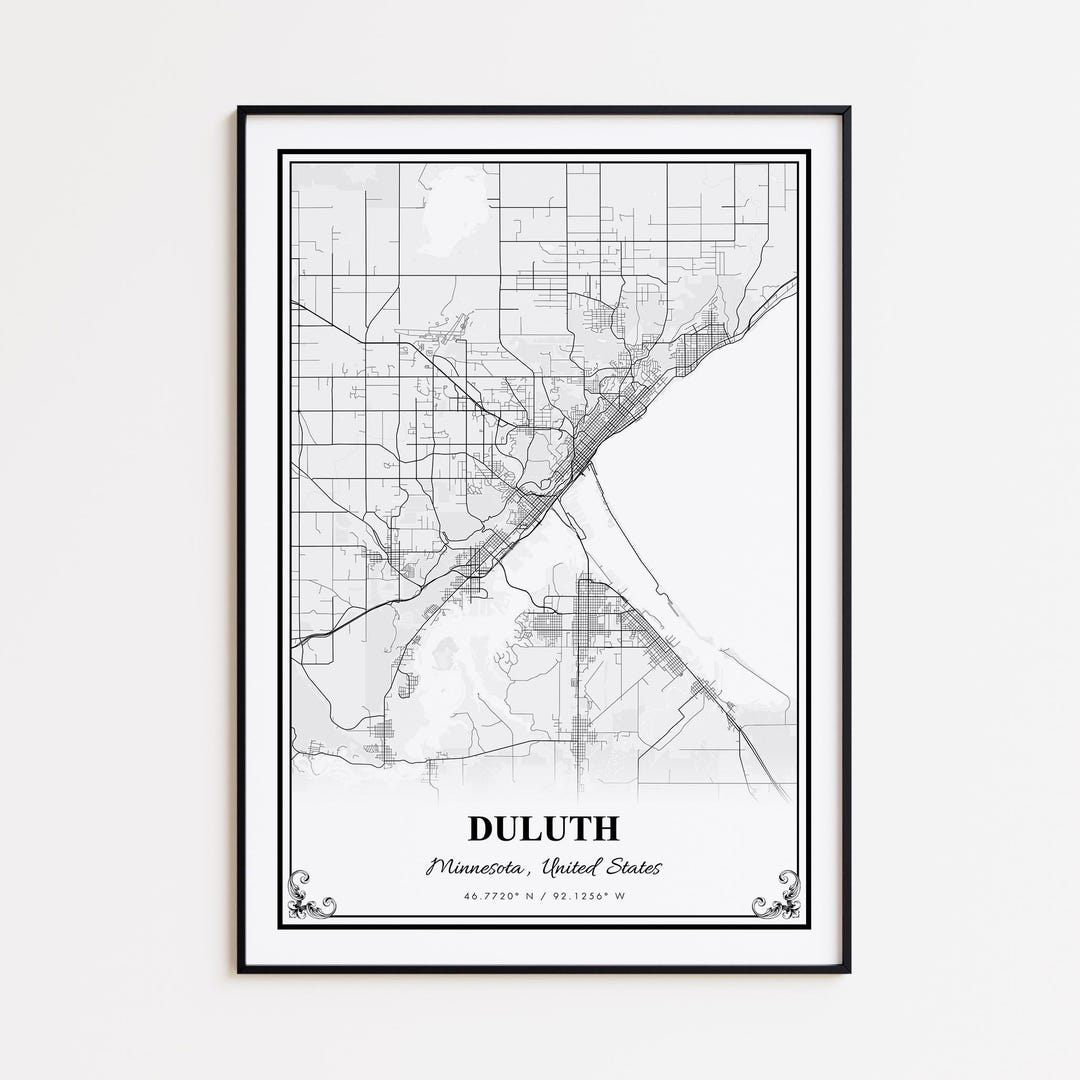 Duluth Map Print, Duluth Minnesota Wall Art Poster, Duluth Custom ...