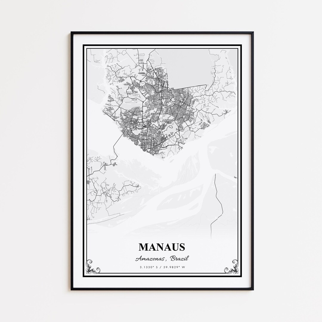 Manaus Map Print, Manaus Amazonas Wall Art Poster, Manaus Custom Street ...