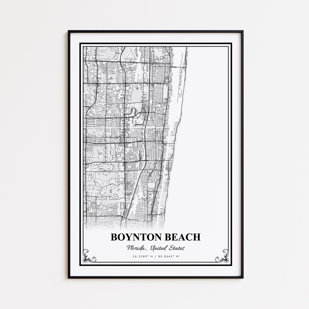 Boynton Beach Map Print, Boynton Beach Florida Wall Art Poster, Boynton ...