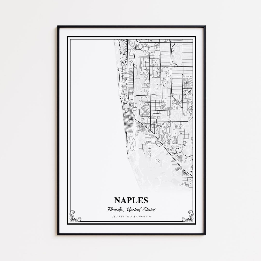 Naples Map Print, Naples Florida Wall Art Poster, Naples Custom Street ...
