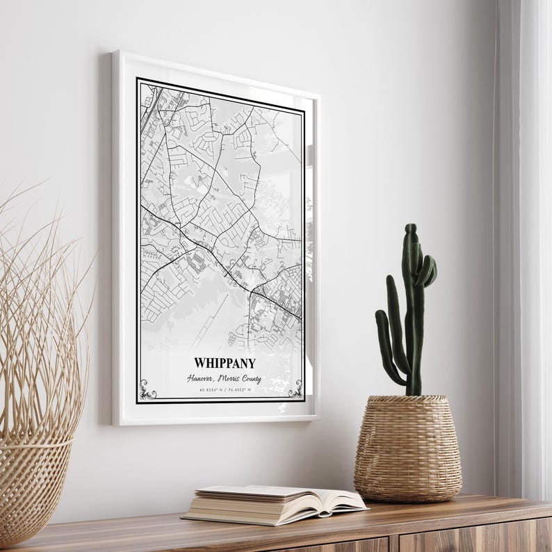 Whippany Map Print, Whippany Hanover Wall Art Poster, Whippany Custom ...