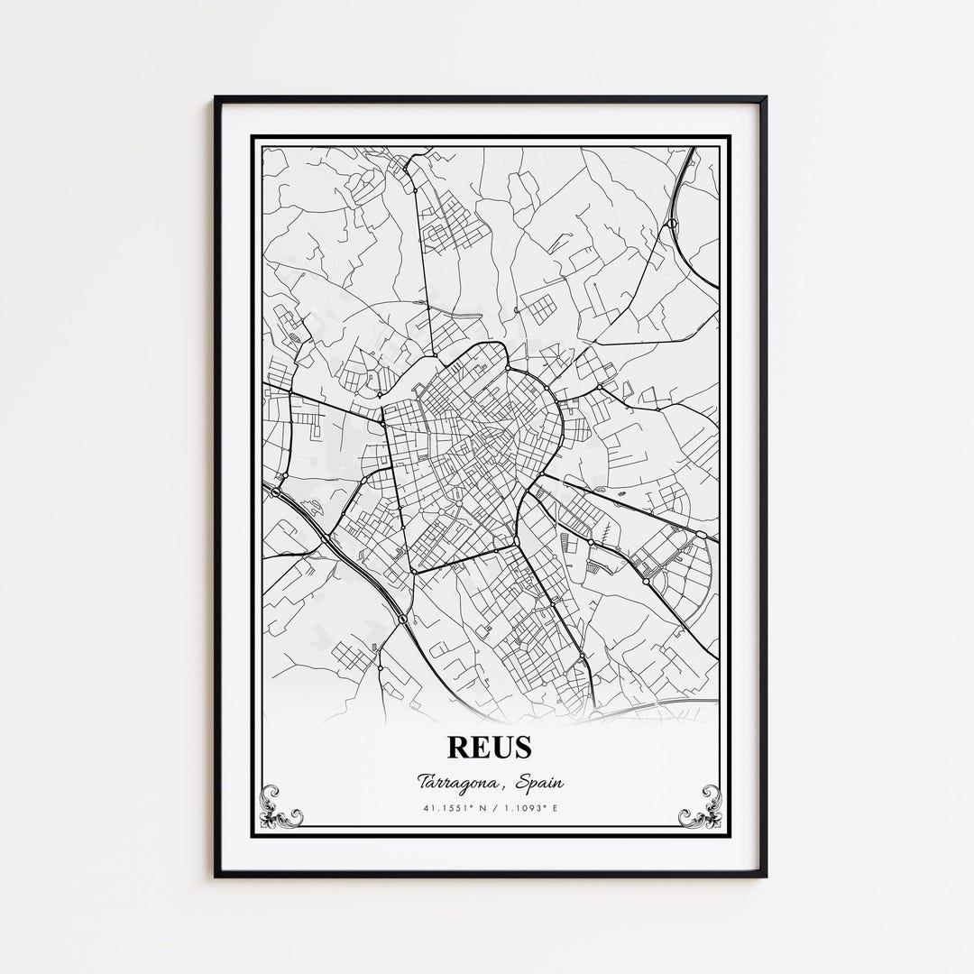 Reus Map Print, Reus Tarragona Wall Art Poster, Reus Custom Street Map ...