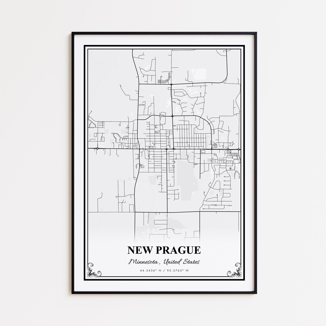 New Prague Map Print, New Prague Minnesota Wall Art Poster, New Prague ...