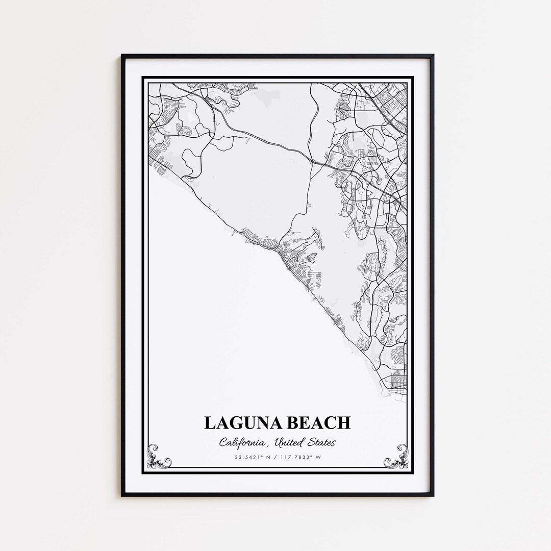 Laguna Beach Map Print, Laguna Beach California Wall Art Poster, Laguna ...