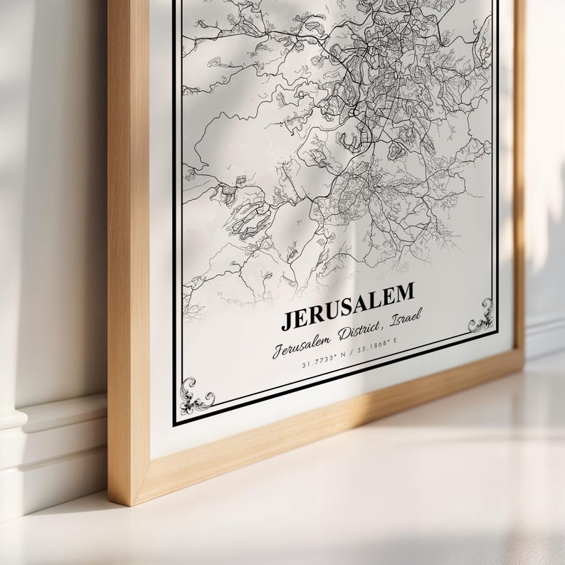 Jerusalem Map Print, Jerusalem Jerusalem District Wall Art Poster ...