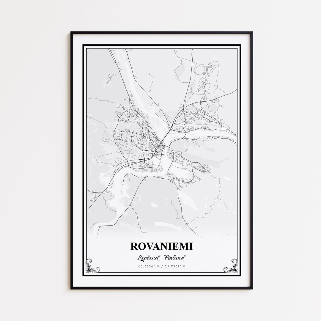 Rovaniemi Map Print, Rovaniemi Lapland Wall Art Poster, Rovaniemi ...
