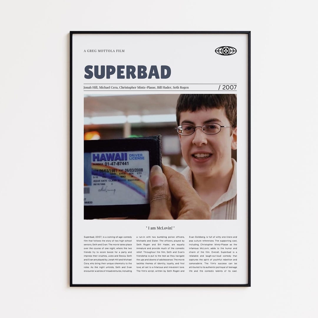 Superbad, Greg Mottola, Retro Movie Poster, Custom Movie Poster - Etsy