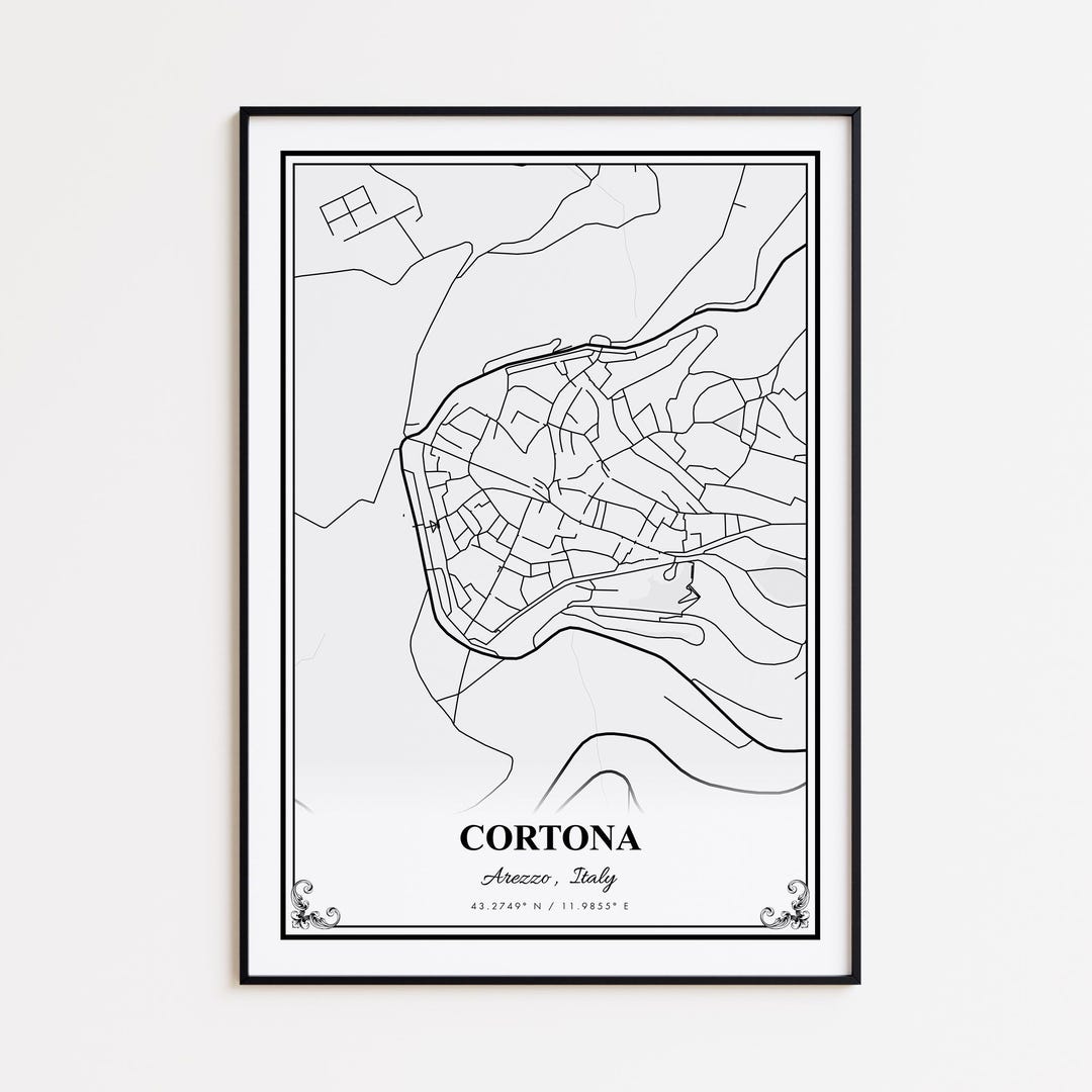 Cortona Map Print, Cortona Arezzo Wall Art Poster, Cortona Custom ...