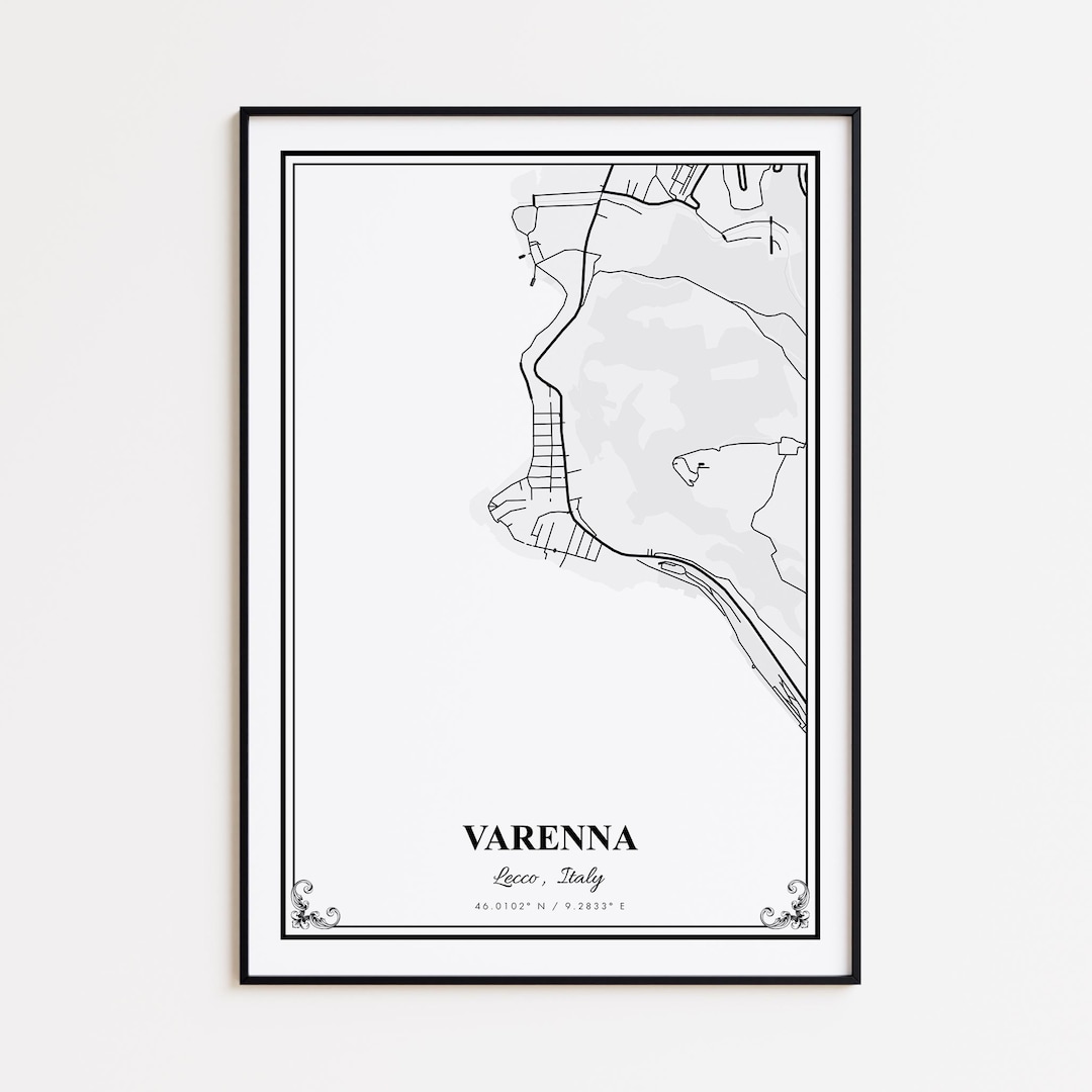 Varenna Map Print, Varenna Lecco Wall Art Poster, Varenna Custom Street ...