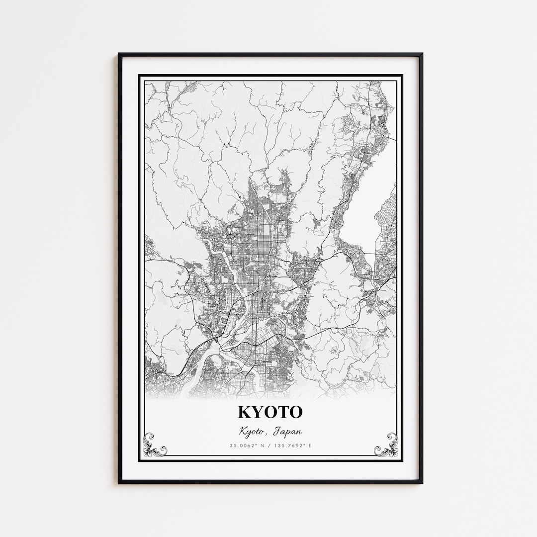 Kyoto Map Print, Kyoto Japan Wall Art Poster, Kyoto Custom Street Map ...
