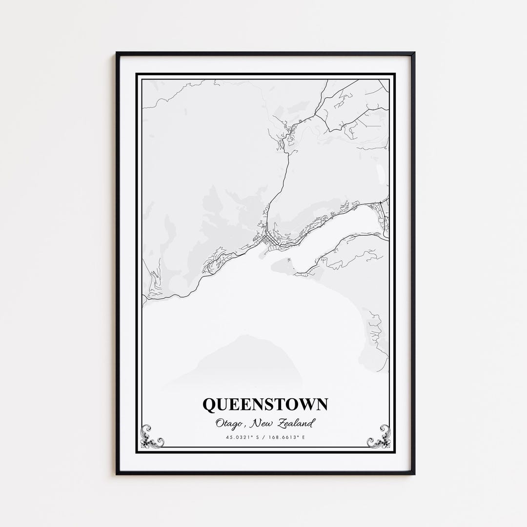 Queenstown Map Print, Queenstown Otago Wall Art Poster, Queenstown ...