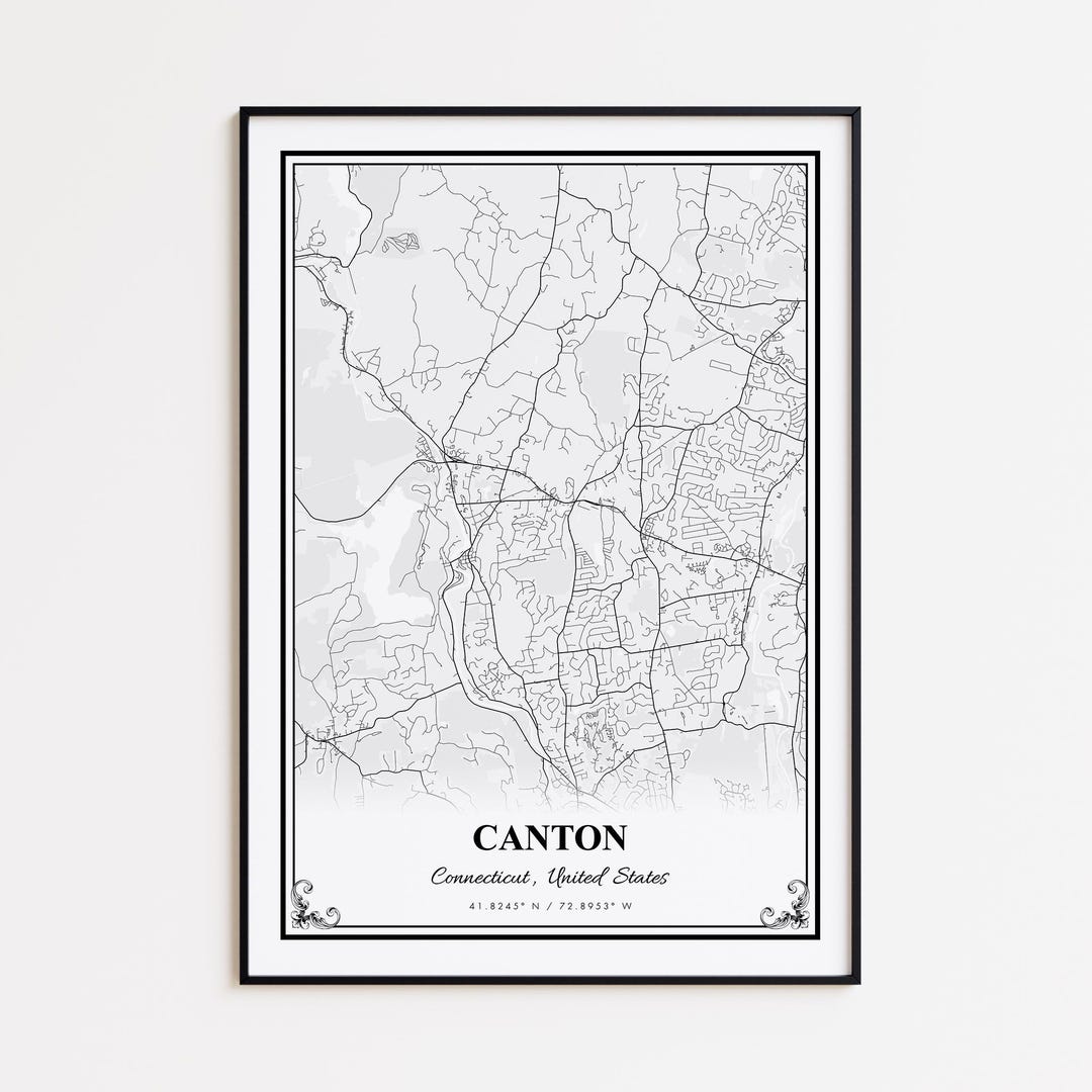 Canton Map Print, Canton Connecticut Wall Art Poster, Canton Custom ...