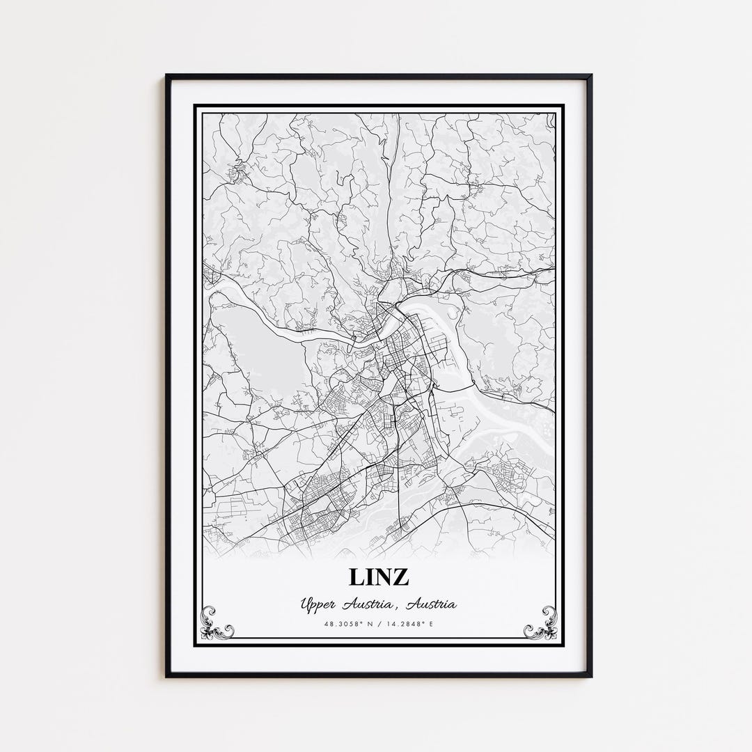 Linz Map Print, Linz Upper Austria Wall Art Poster, Linz Custom Street ...