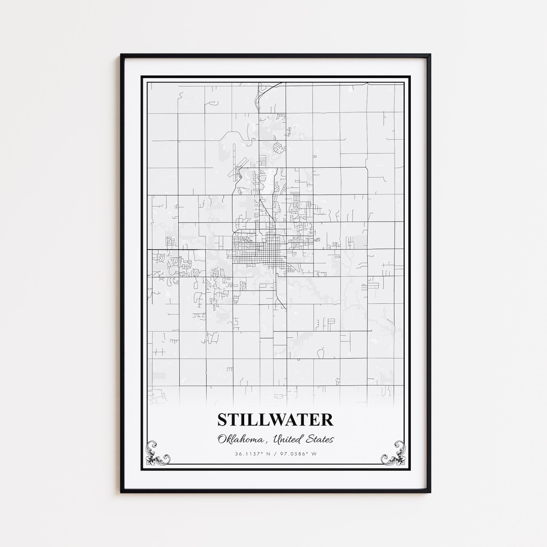 Stillwater Map Print, Stillwater Oklahoma Wall Art Poster, Stillwater ...