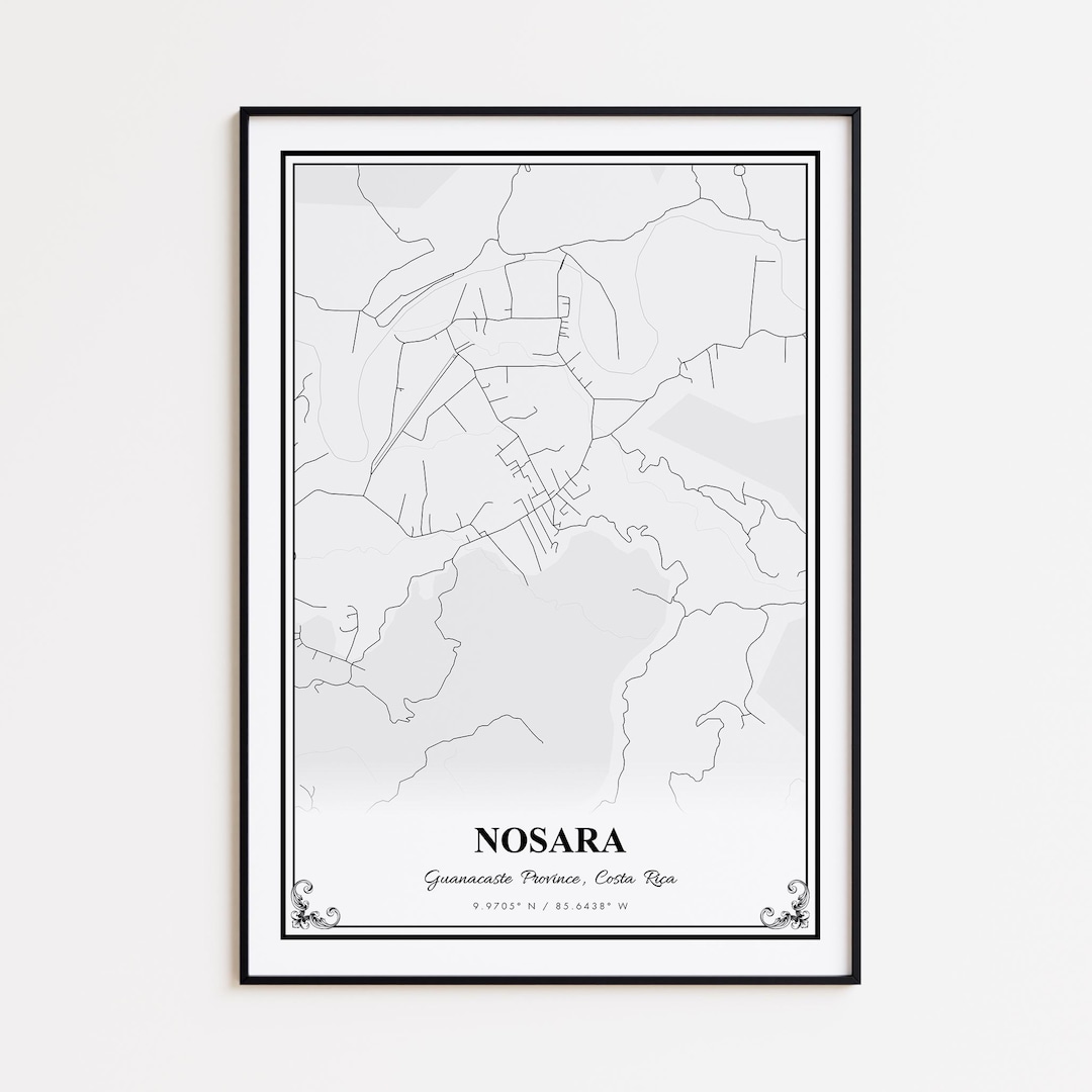 Nosara Map Print, Nosara Guanacaste Province Wall Art Poster, Nosara ...