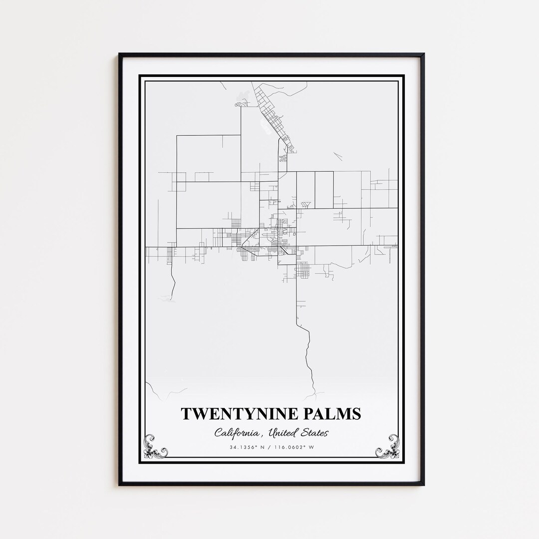 Twentynine Palms Map Print, Twentynine Palms California Wall Art Poster ...