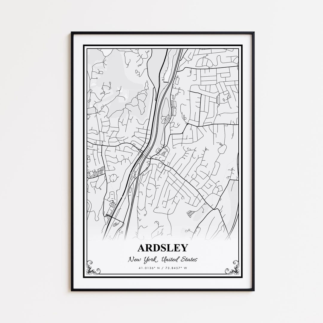 Ardsley Map Print, Ardsley New York Wall Art Poster, Ardsley Custom ...