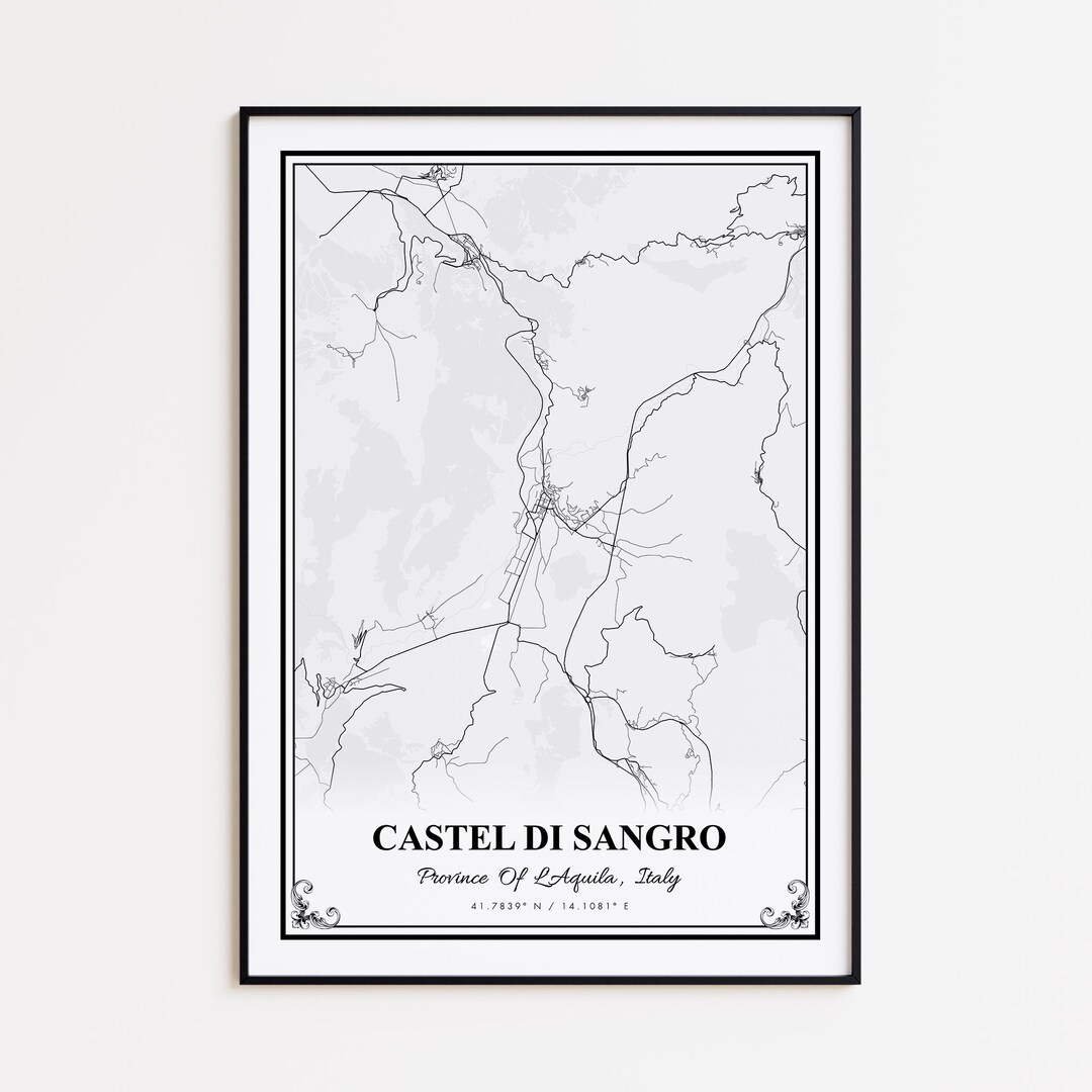 Castel Di Sangro Map Print, Castel Di Sangro Province of L'aquila Wall ...