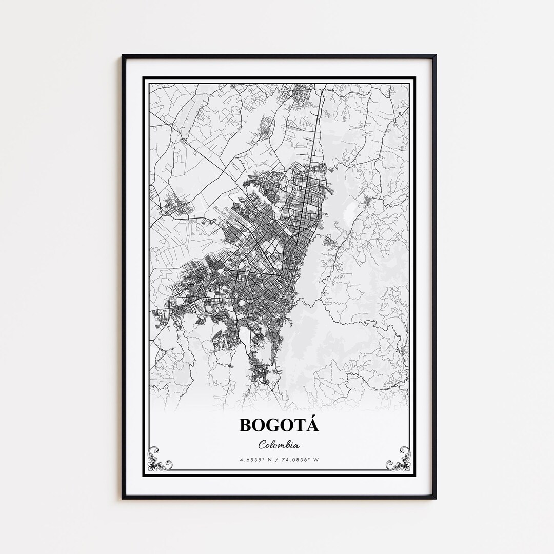 Bogotá Map Print, Bogotá Colombia Wall Art Poster, Bogota Custom Street ...