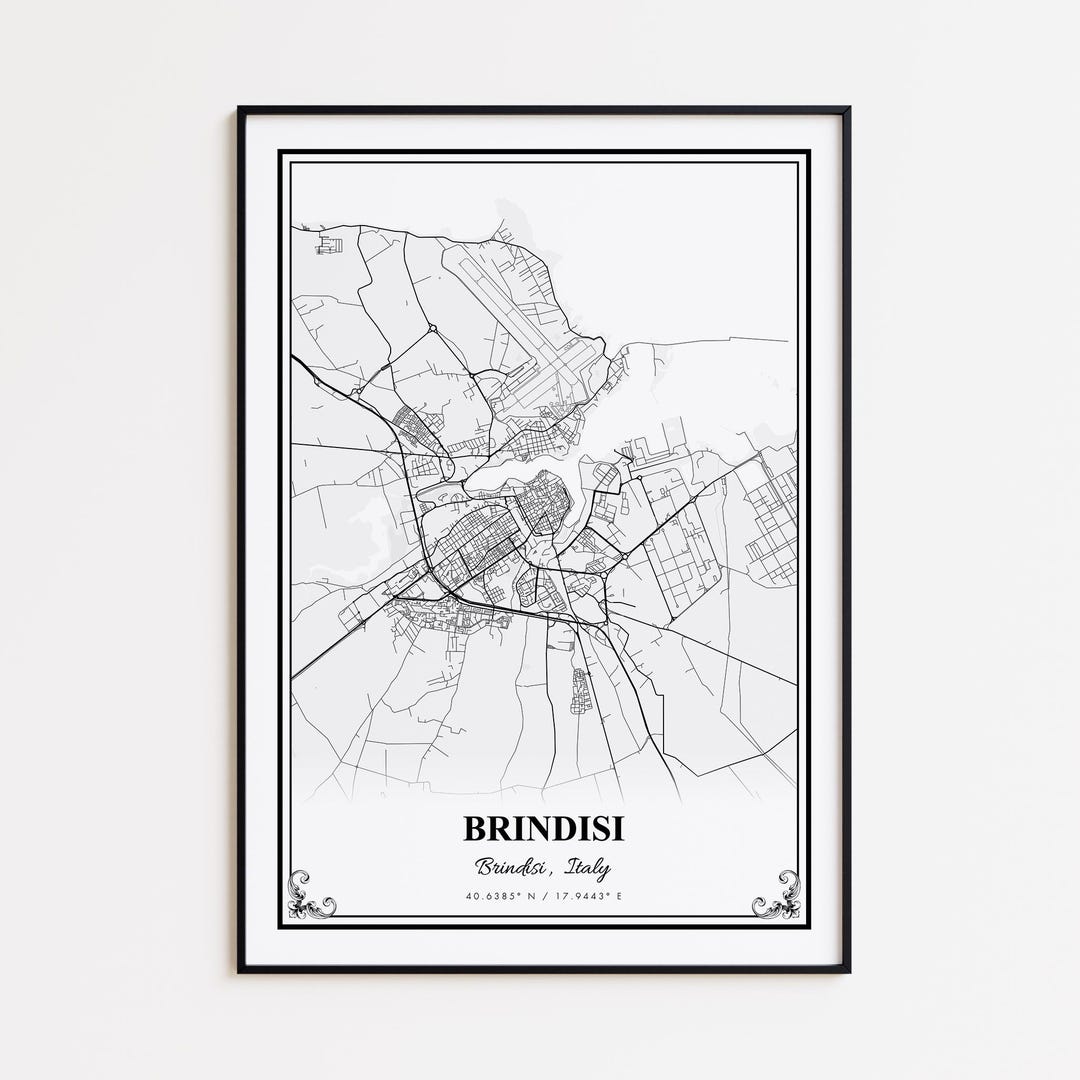Brindisi Map Print, Brindisi Italy Wall Art Poster, Brindisi Custom ...
