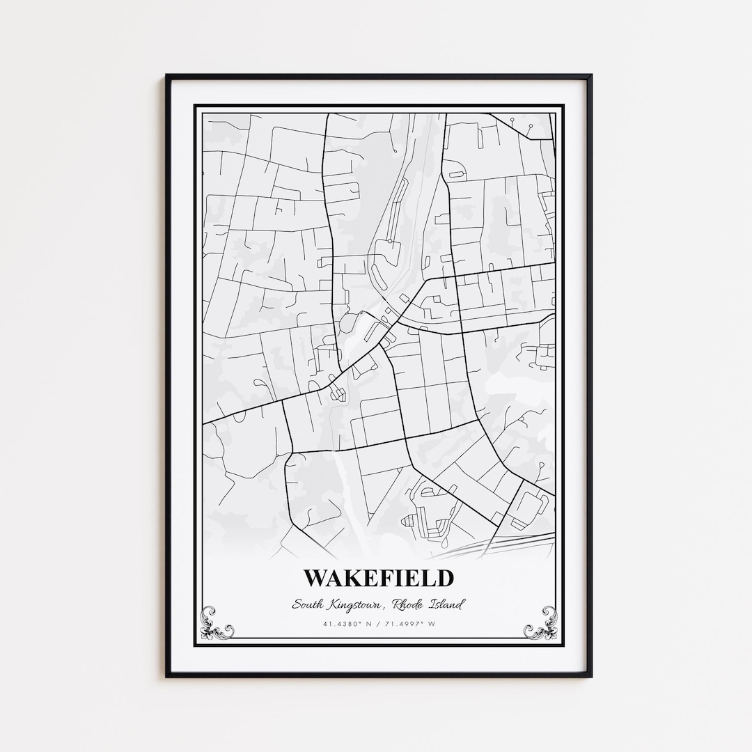 Wakefield Map Print, Wakefield South Kingstown Wall Art Poster ...