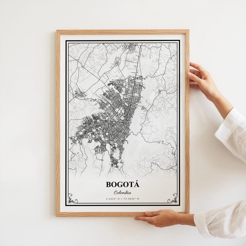 Bogotá Map Print, Bogotá Colombia Wall Art Poster, Bogota Custom Street ...