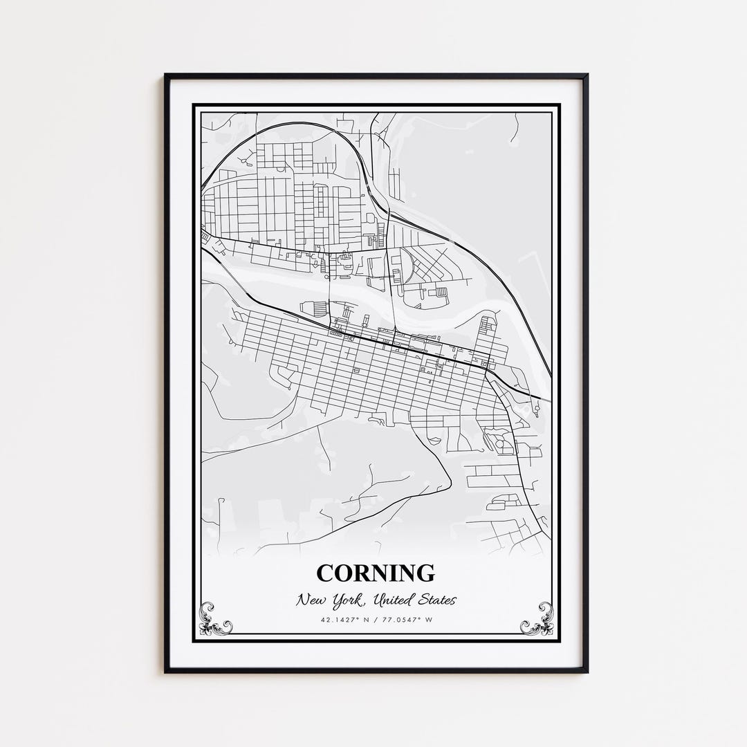 Corning Map Print, Corning New York Wall Art Poster, Corning Custom ...