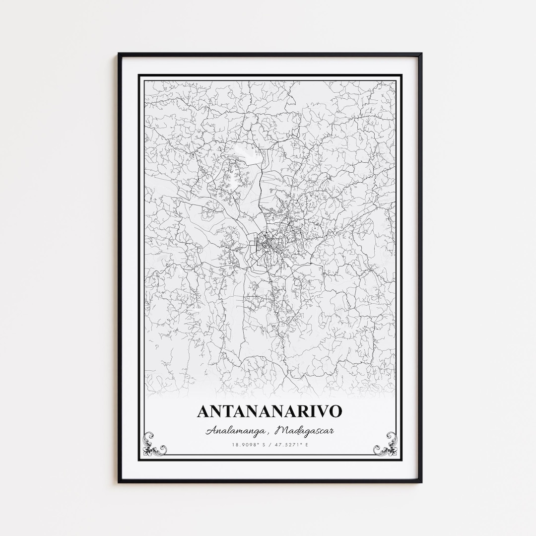 Antananarivo Map Print, Antananarivo Analamanga Wall Art Poster ...