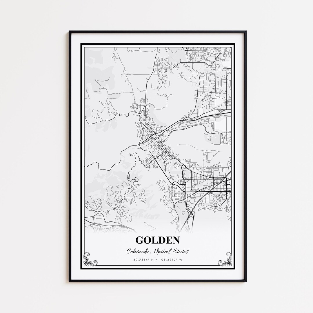 Golden Map Print, Golden Colorado Wall Art Poster, Golden Custom Street ...