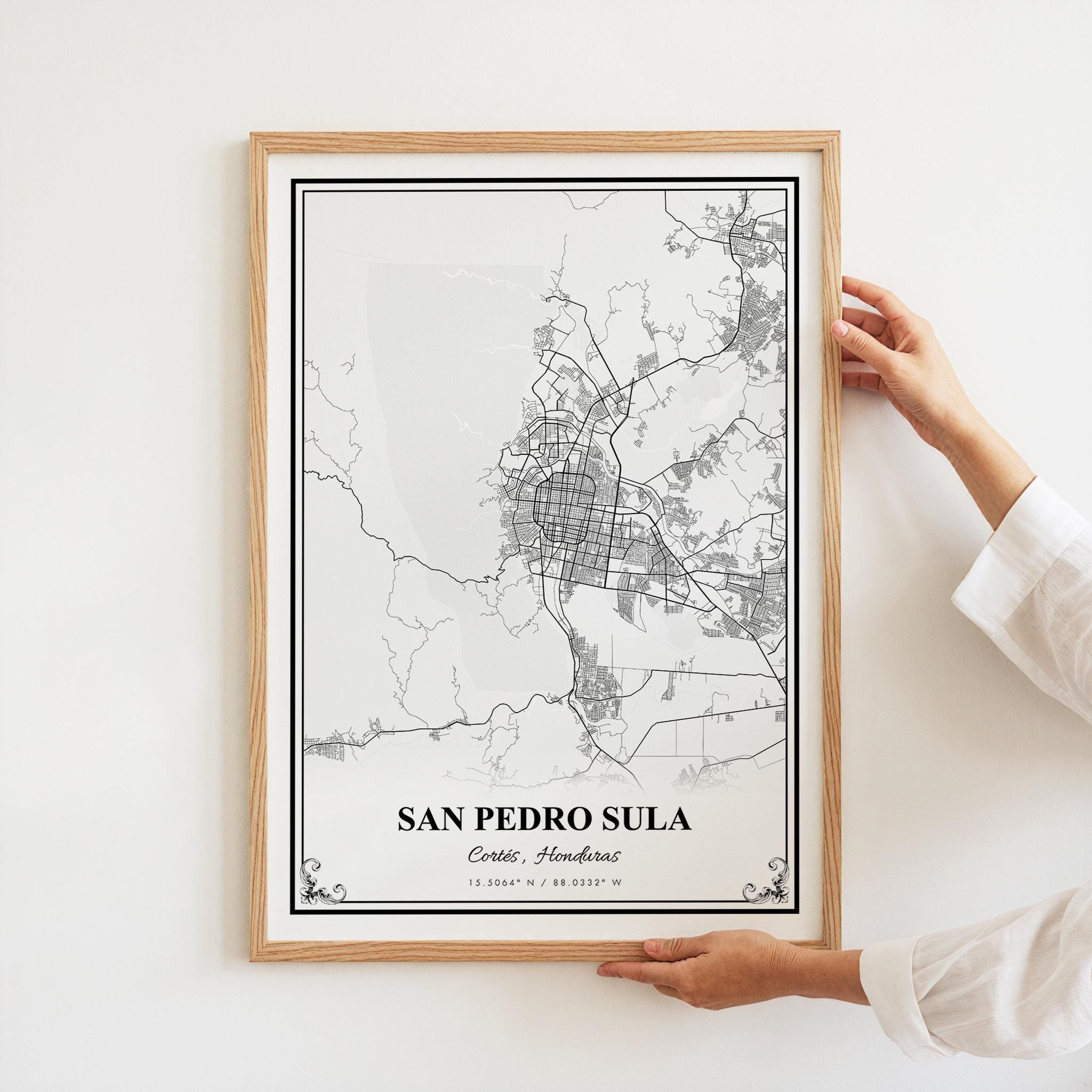 San Pedro Sula Map Print, San Pedro Sula Cortés Wall Art Poster, San ...