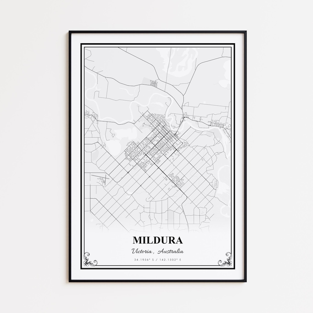 Mildura Map Print, Mildura Victoria Wall Art Poster, Mildura Custom ...