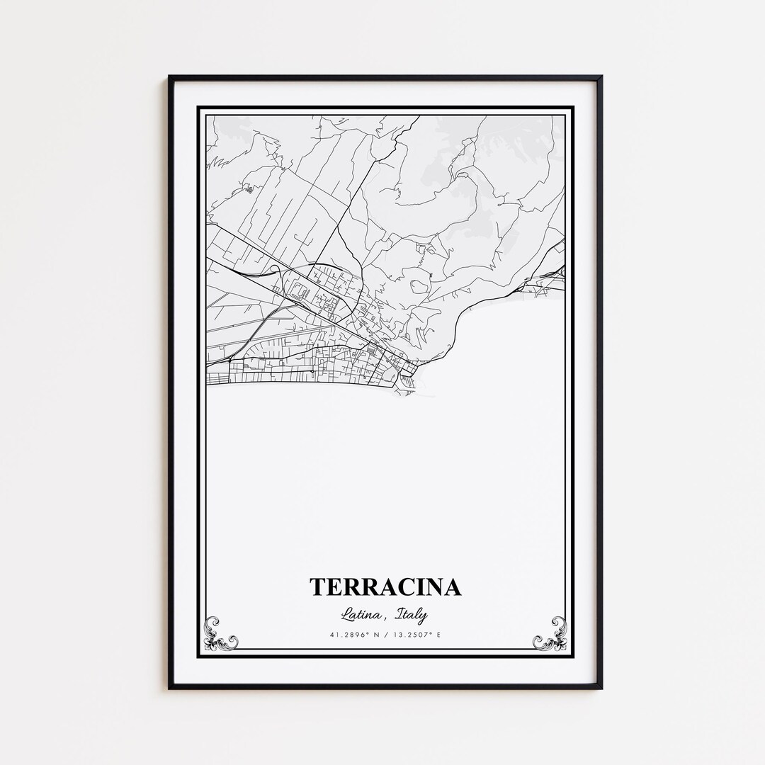 Terracina Map Print, Terracina Latina Wall Art Poster, Terracina Custom ...