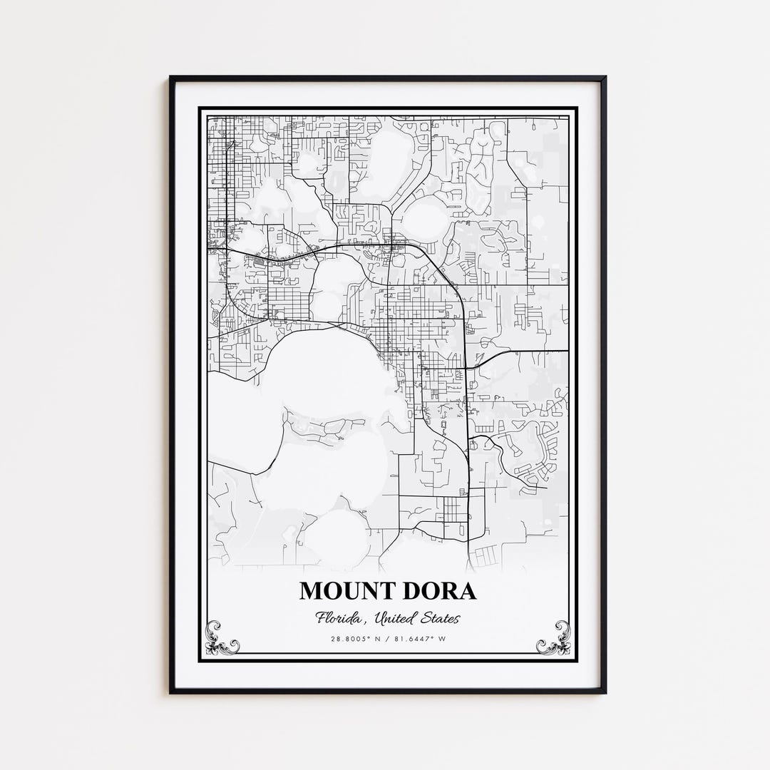 Mount Dora Map Print, Mount Dora Florida Wall Art Poster, Mount Dora ...