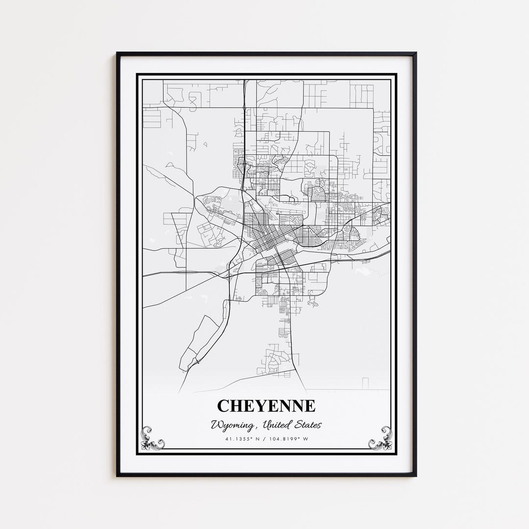 Cheyenne Map Print, Cheyenne Wyoming Wall Art Poster, Cheyenne Custom ...