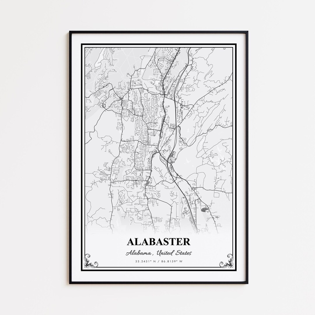 Alabaster Map Print, Alabaster Alabama Wall Art Poster, Alabaster ...