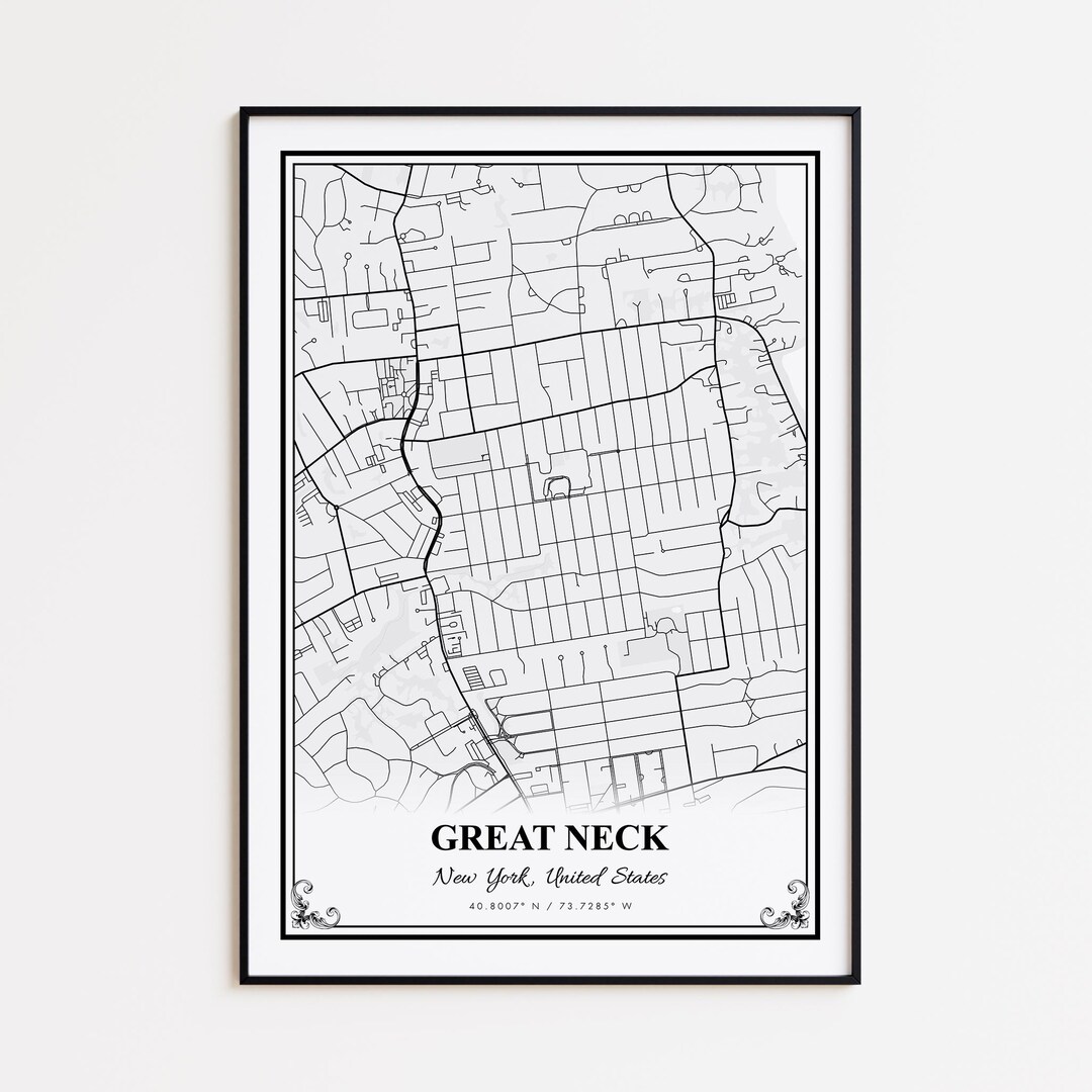 Great Neck Map Print, Great Neck New York Wall Art Poster, Great Neck ...