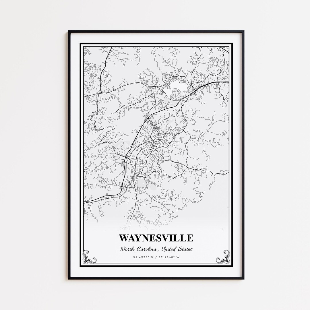 Waynesville Map Print, Waynesville North Carolina Wall Art Poster ...
