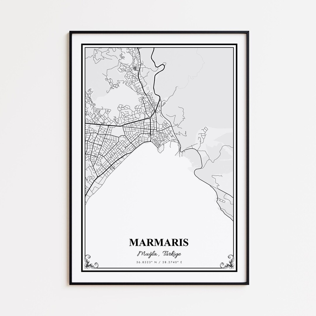 Marmaris Map Print, Marmaris Muğla Wall Art Poster, Marmaris Custom ...