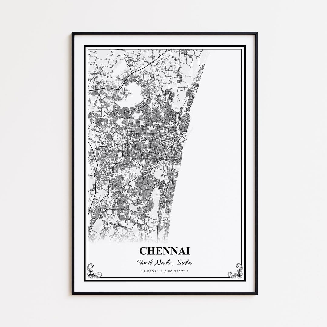 Chennai Map Print, Chennai Tamil Nadu Wall Art Poster, Chennai Custom ...