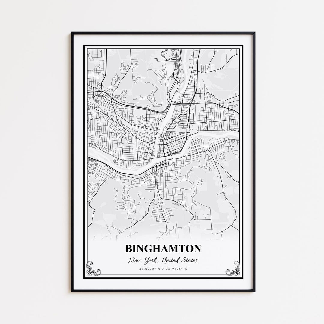 Binghamton Map Print, Binghamton New York Wall Art Poster, Binghamton ...