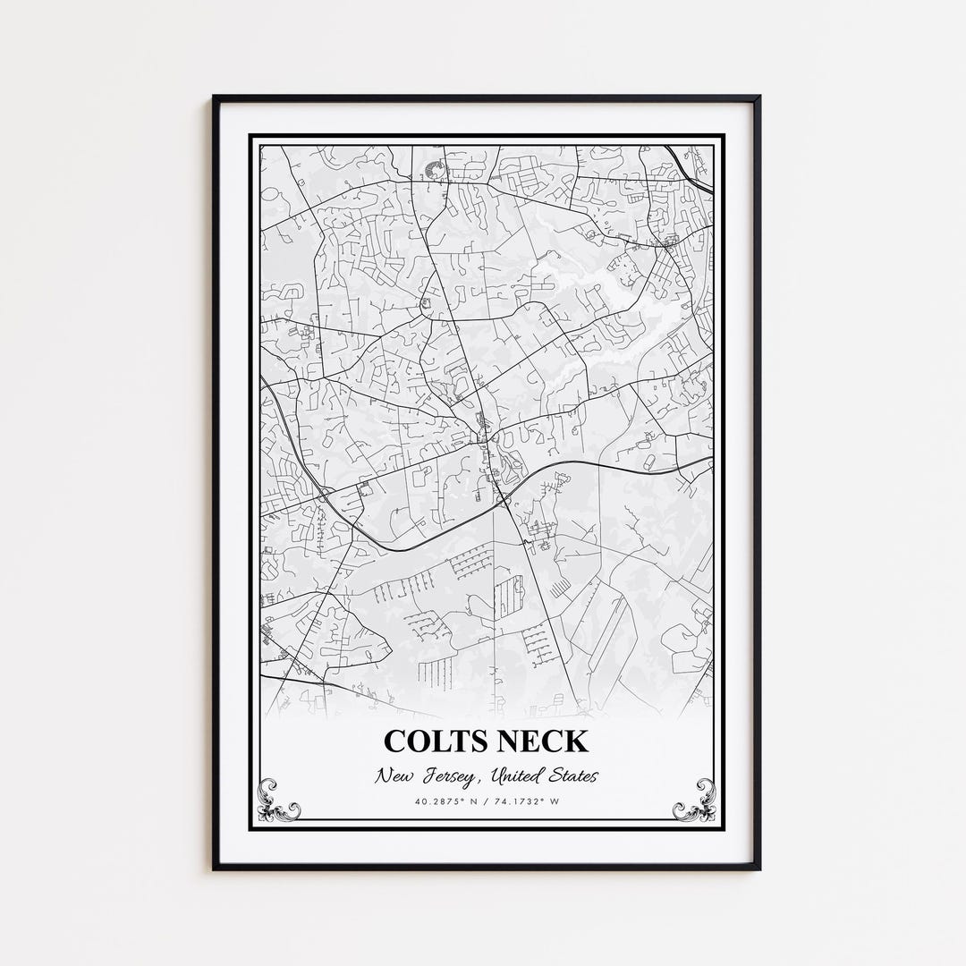 Colts Neck Map Print, Colts Neck New Jersey Wall Art Poster, Colts Neck ...