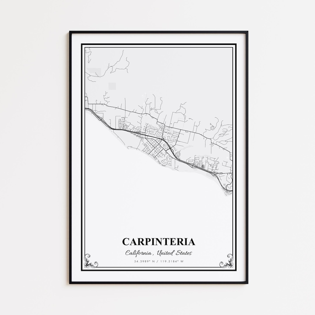 Carpinteria Map Print, Carpinteria California Wall Art Poster ...