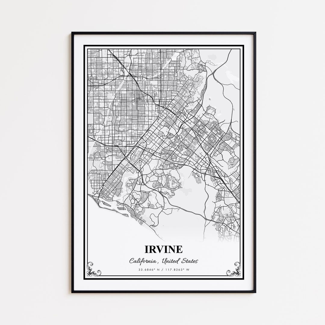 Irvine Map Print, Irvine California Wall Art Poster, Irvine Custom ...