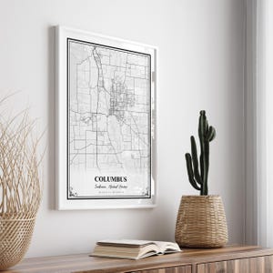 Columbus Map Print, Columbus Indiana Wall Art Poster, Columbus Custom ...