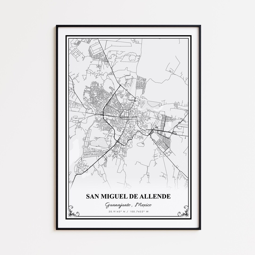 San Miguel De Allende Map Print, San Miguel De Allende Guanajuato Wall ...