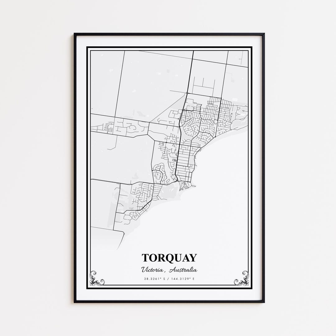 Torquay Map Print, Torquay Victoria Wall Art Poster, Torquay Custom ...