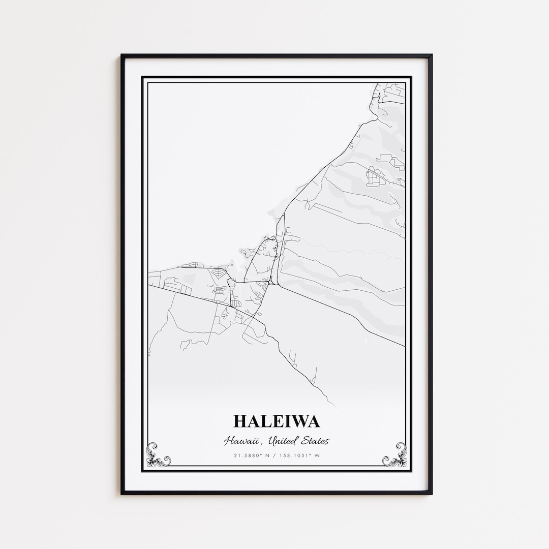Haleiwa Map Print, Haleiwa Hawaii Wall Art Poster, Haleiwa Custom ...