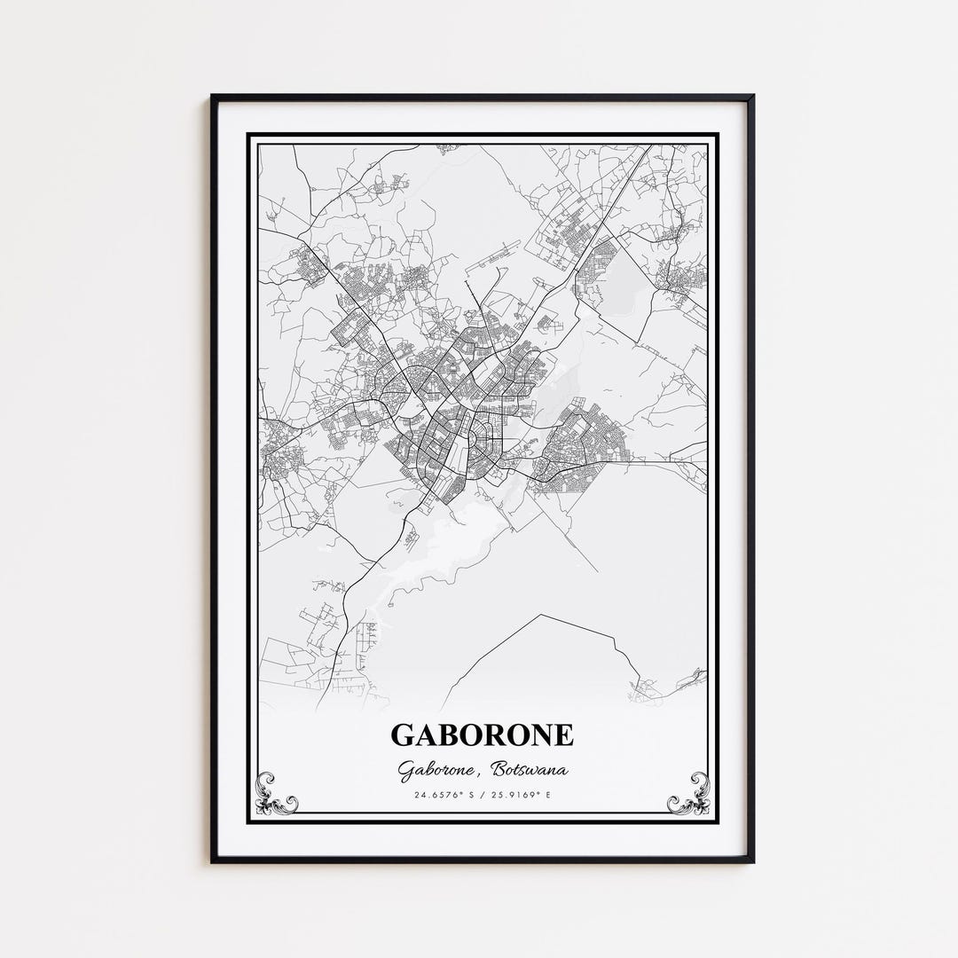 Gaborone Map Print, Gaborone Botswana Wall Art Poster, Gaborone Custom ...