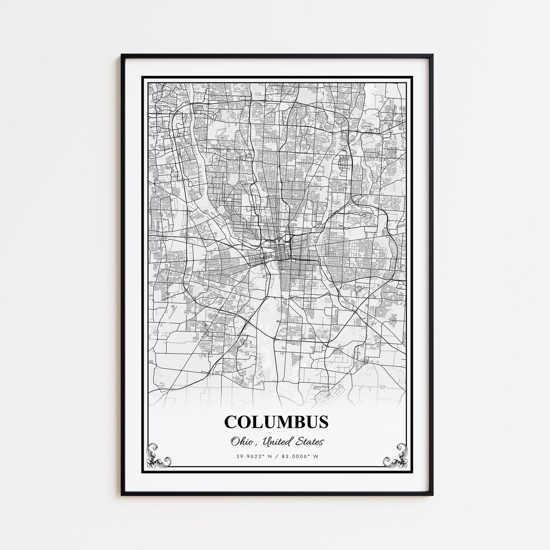 Columbus Map Print, Columbus Ohio Wall Art Poster, Columbus Custom ...