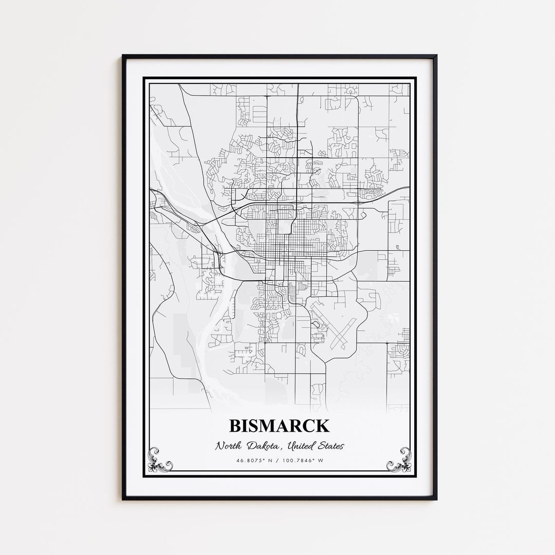 Bismarck Map Print, Bismarck North Dakota Wall Art Poster, Bismarck ...